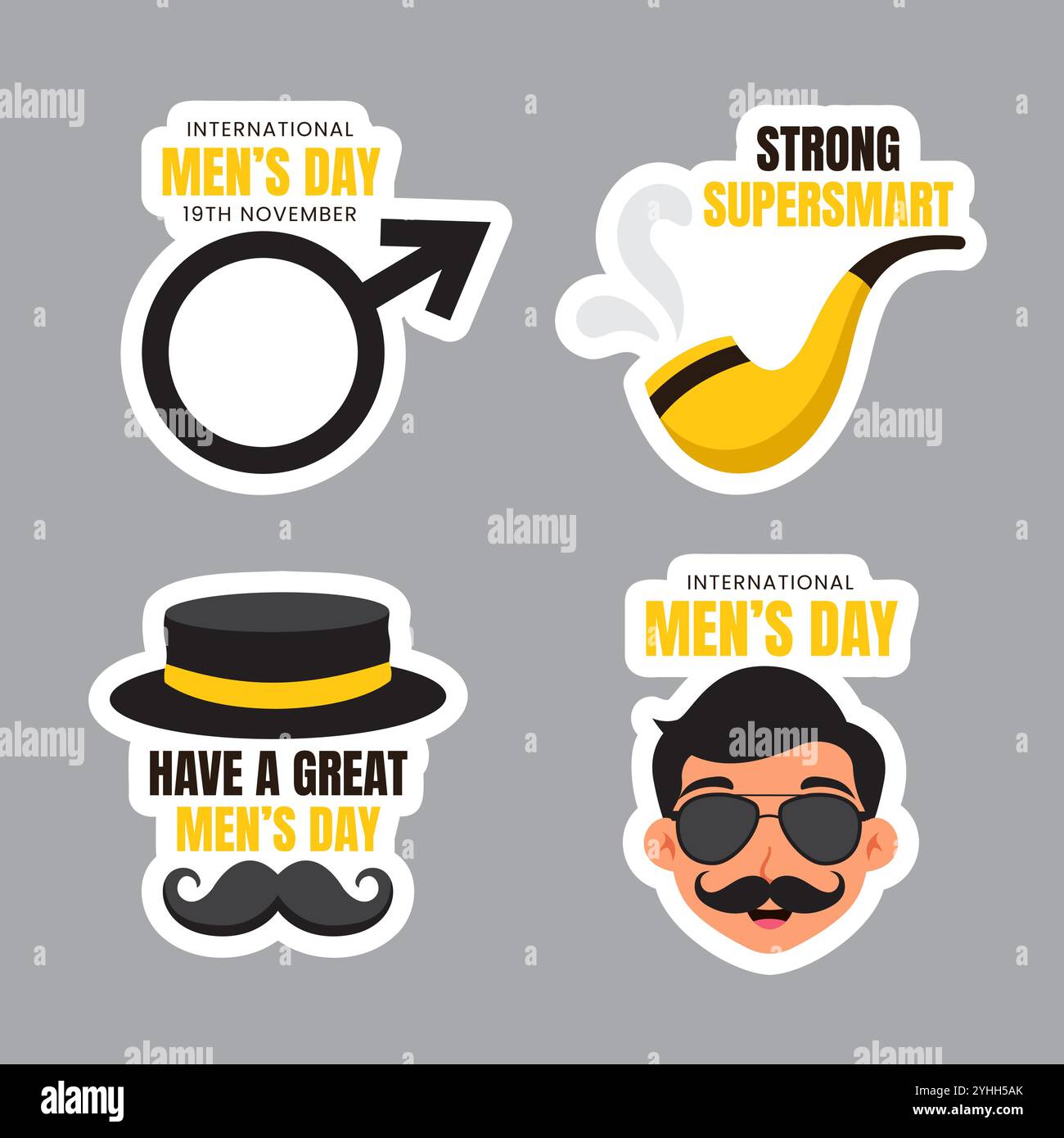 International Men’s Day Cartoon Template for Label Stock Vector Image ...