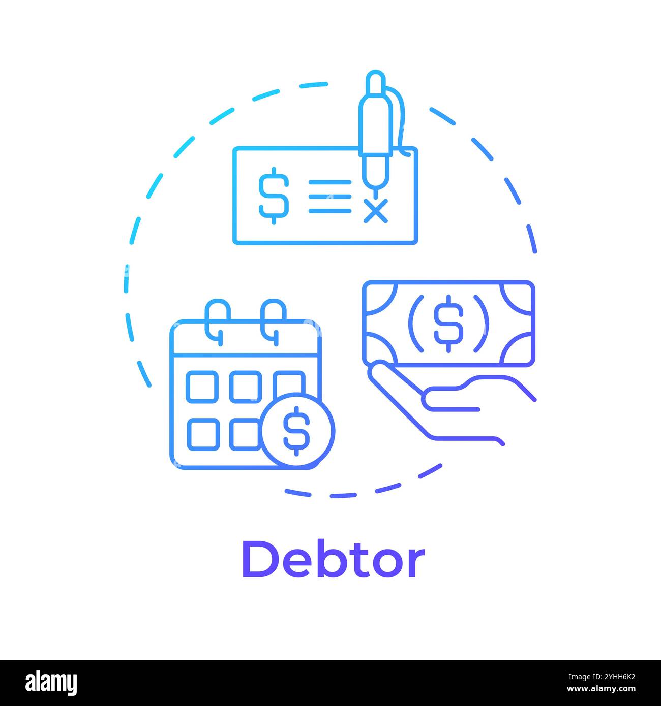 Debtor blue gradient concept icon Stock Vector Image & Art - Alamy