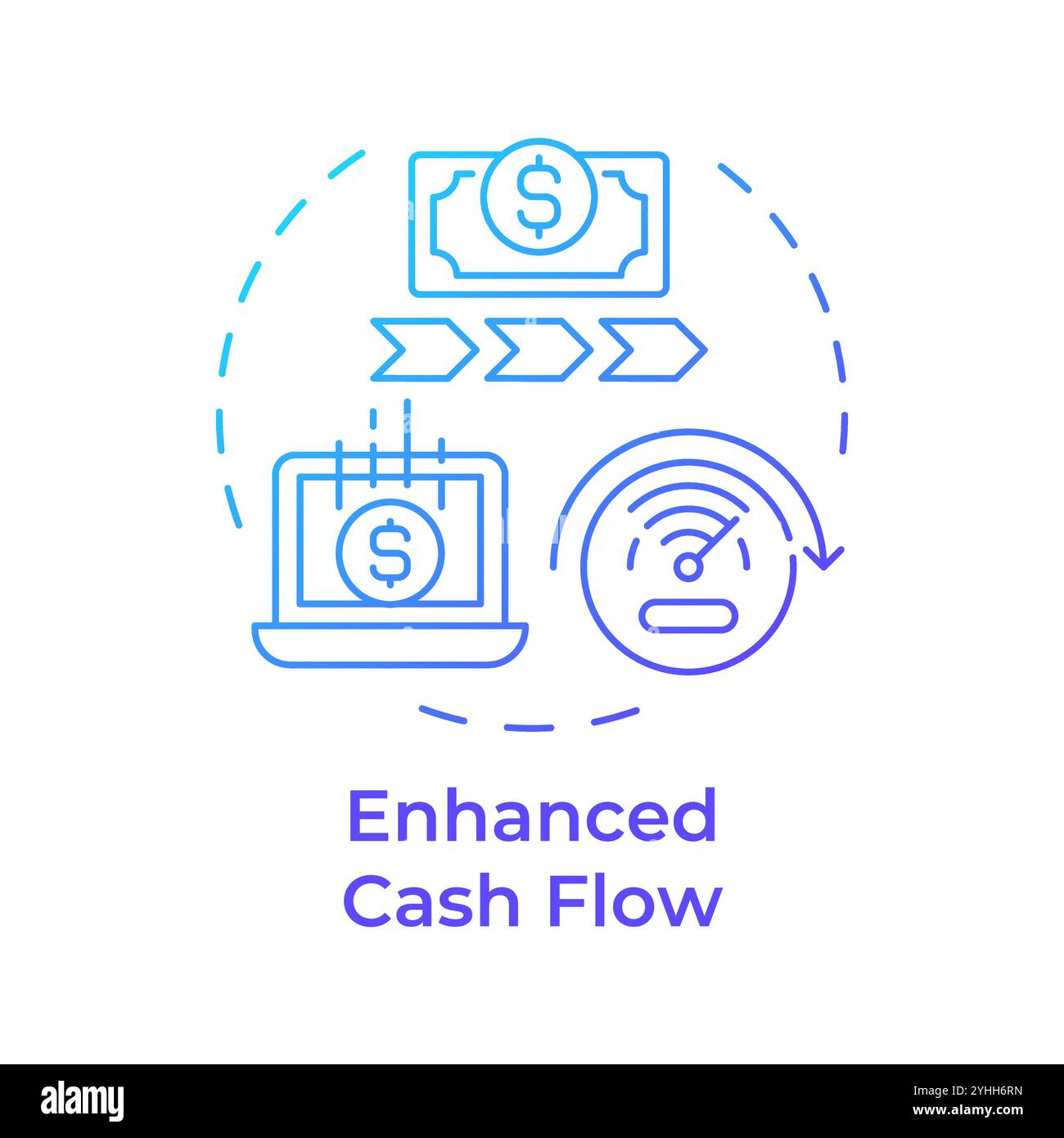 Enhanced cash flow blue gradient concept icon Stock Vector Image & Art ...