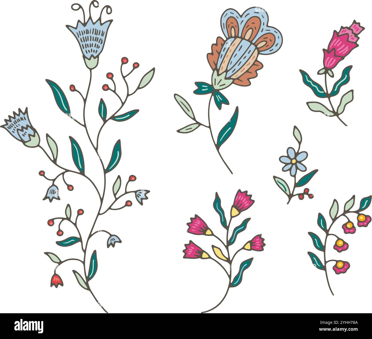 Assorted Wildflower Vector Set illustration Stock Vector Image & Art ...