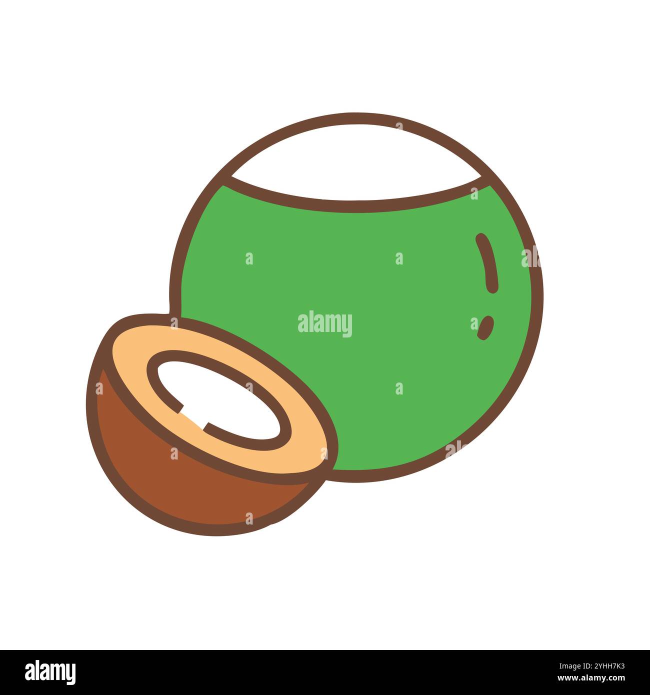 simple vector illustration of a coconut, in a simple and clean style ...