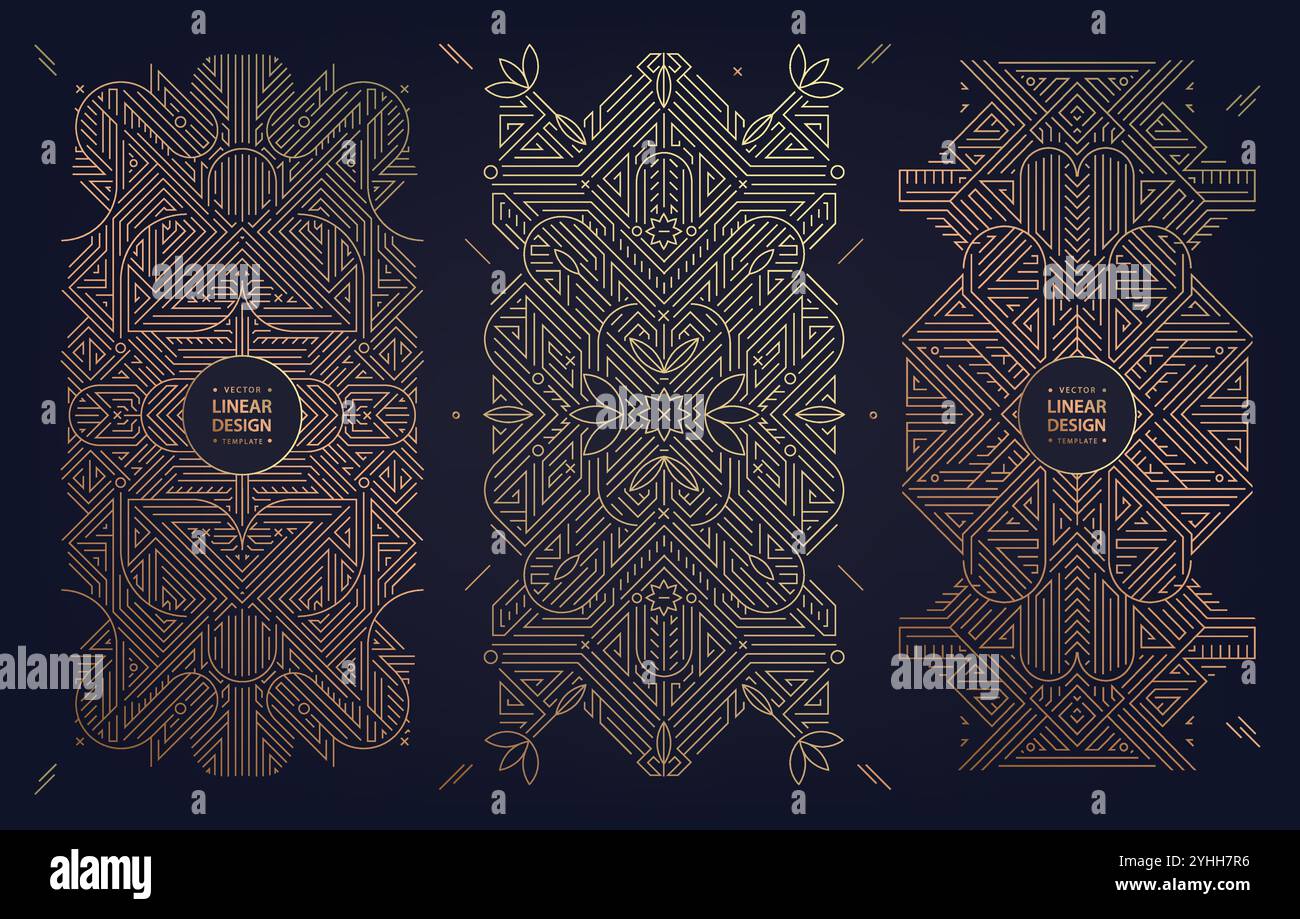 Vector set art deco gold line frames, abstract gatsby bordes, ornament ...