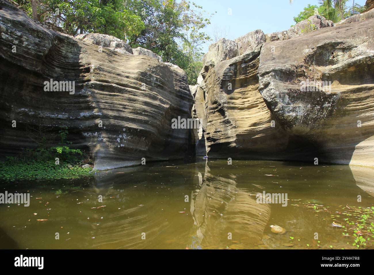 Rivers with low water discharge due to the dry season, showing ...