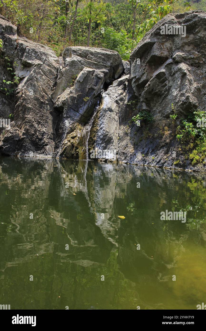 Rivers with low water discharge due to the dry season, showing ...