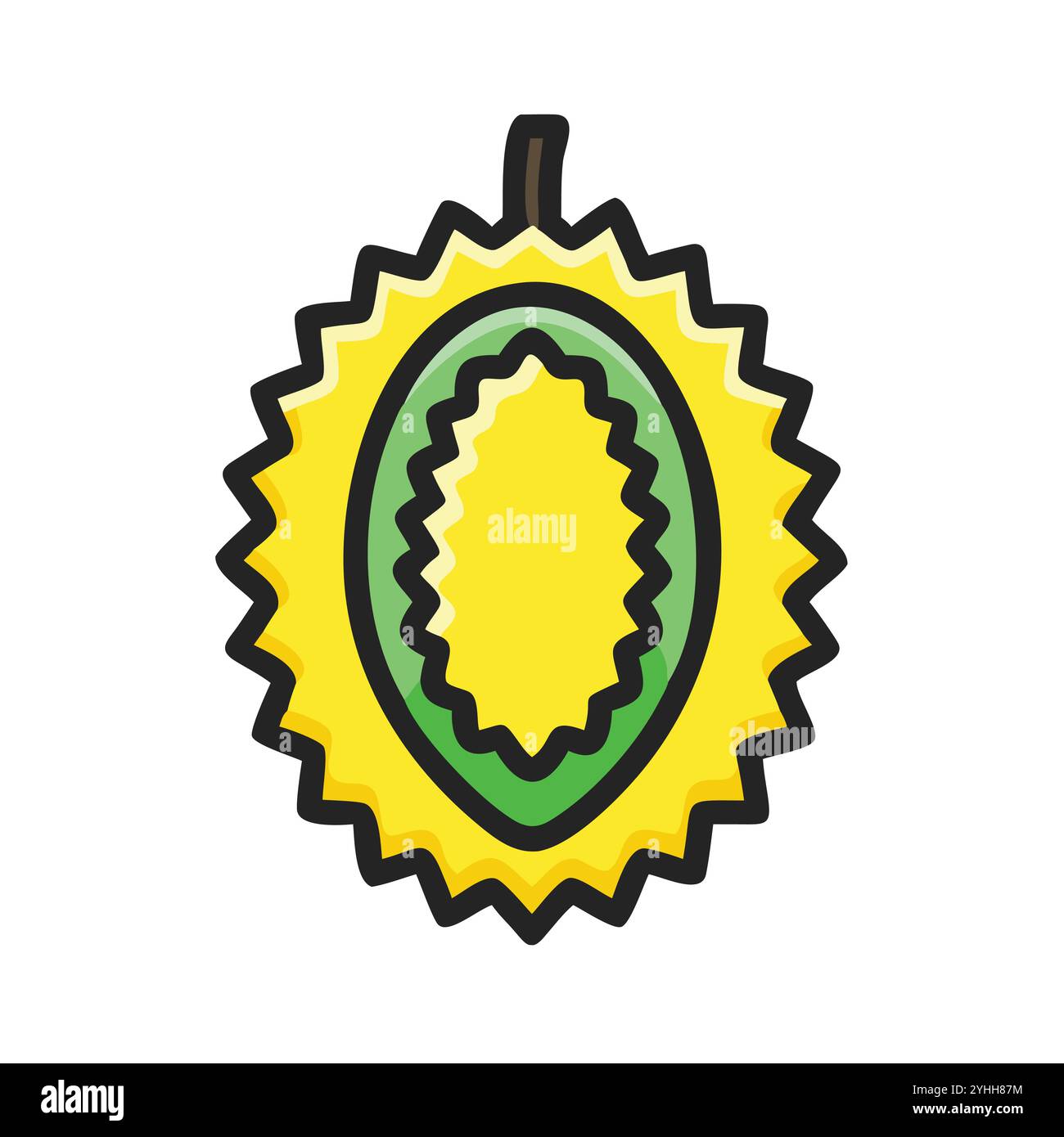 simple vector illustration of a durian, in a simple and clean style ...