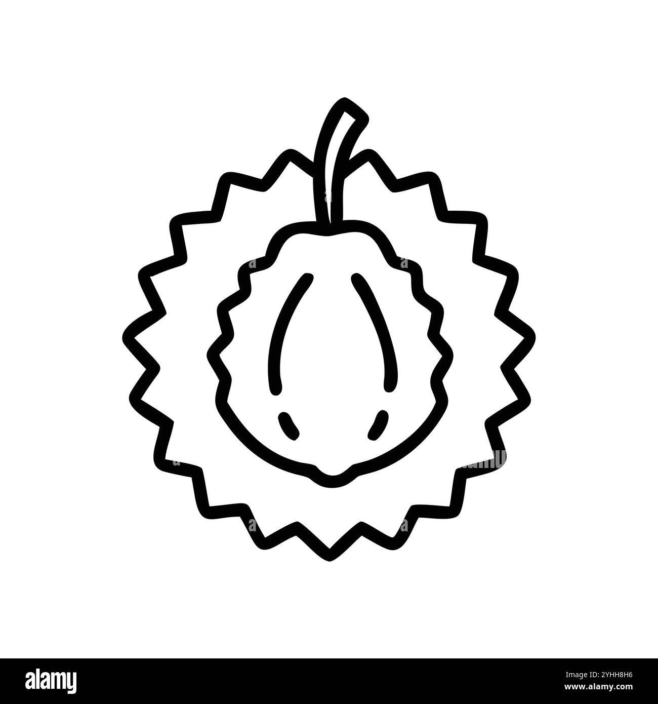 simple vector illustration of a durian, in a simple and clean style ...