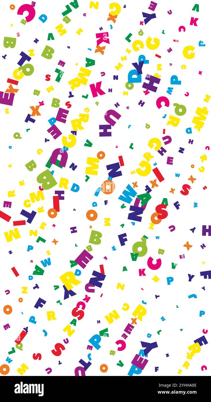 Concept of school background. Colorful childish falling letters of ...