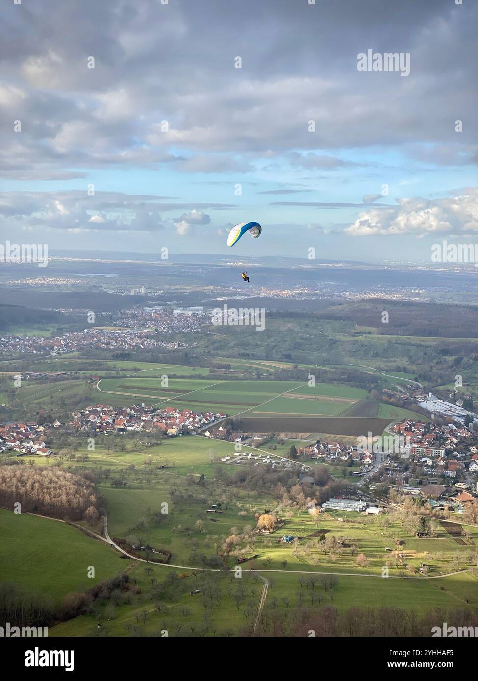 Paragliding Near Burg Hohenneuffen, Esslingen, Germany Stock Photo - Alamy