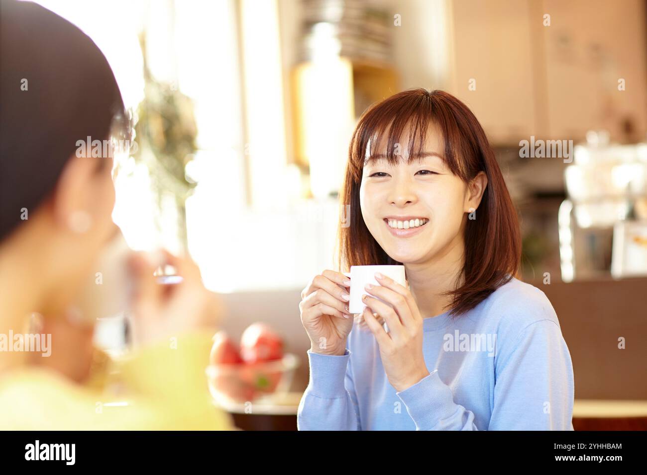 Woman conversation tablet in cafe hi-res stock photography and images ...