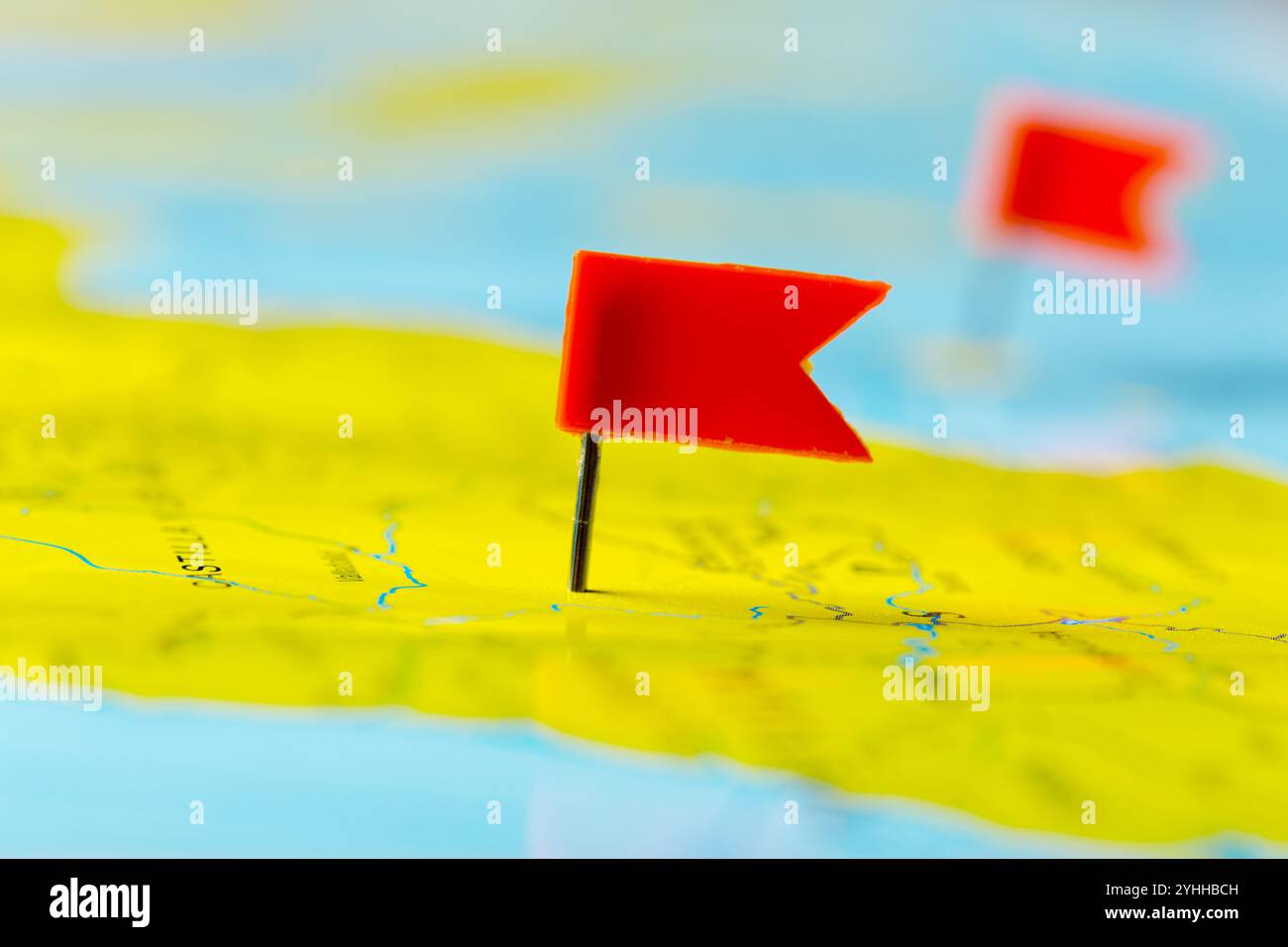 Travel destination points on a map Stock Photo - Alamy