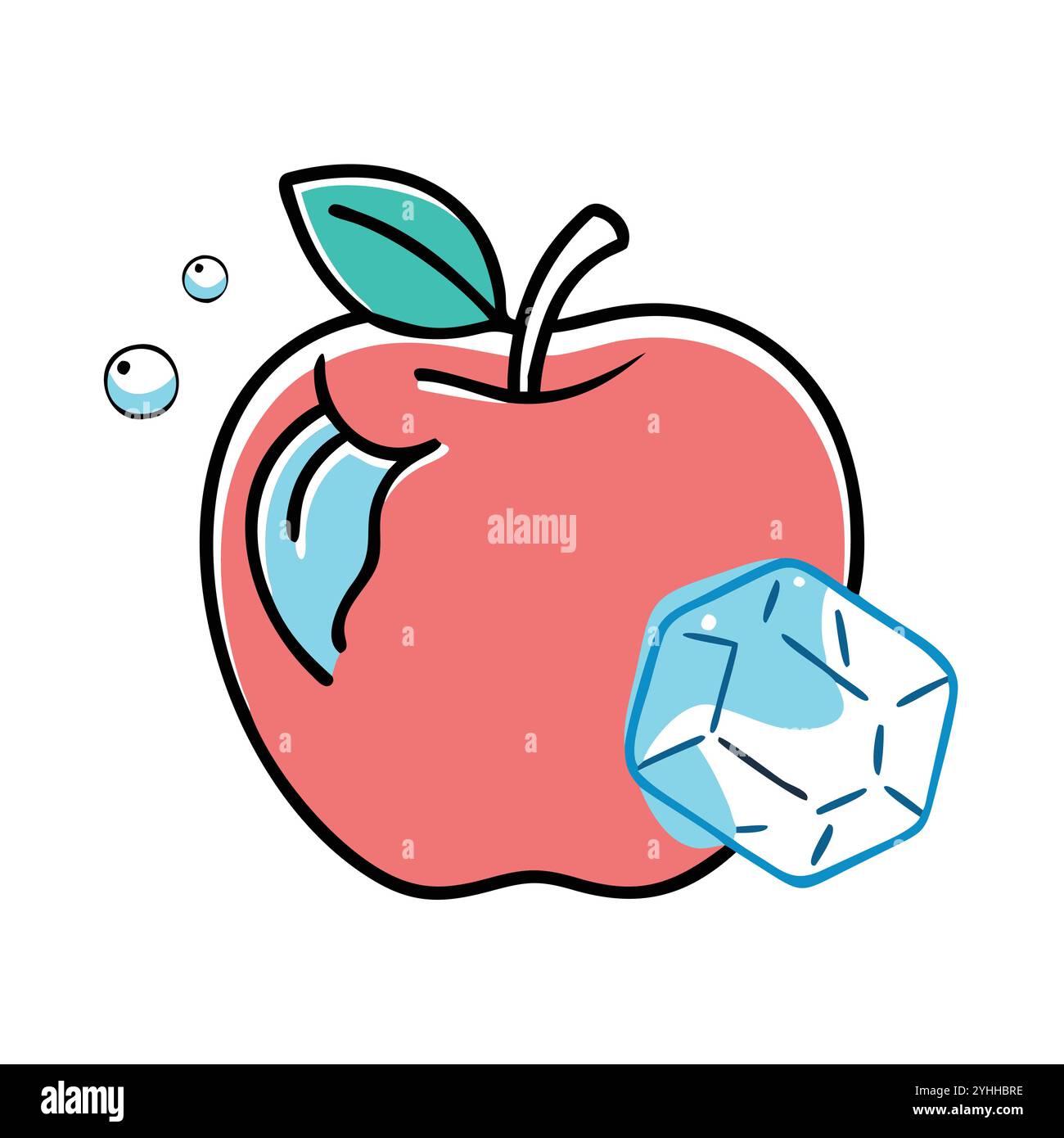 simple vector illustration of a ice apple, in a simple and clean style ...