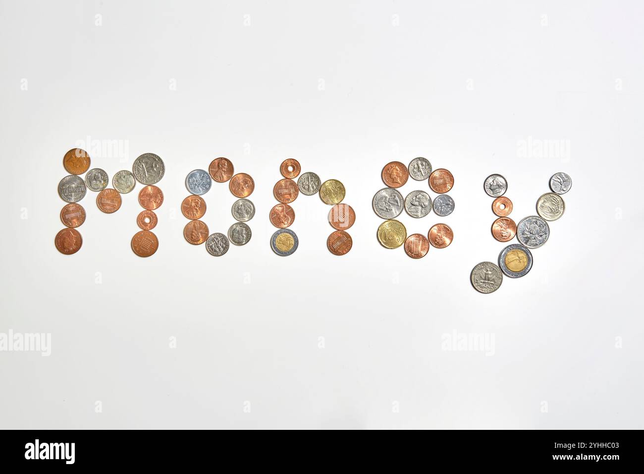 Money letters shaped in foreign currency Stock Photo - Alamy
