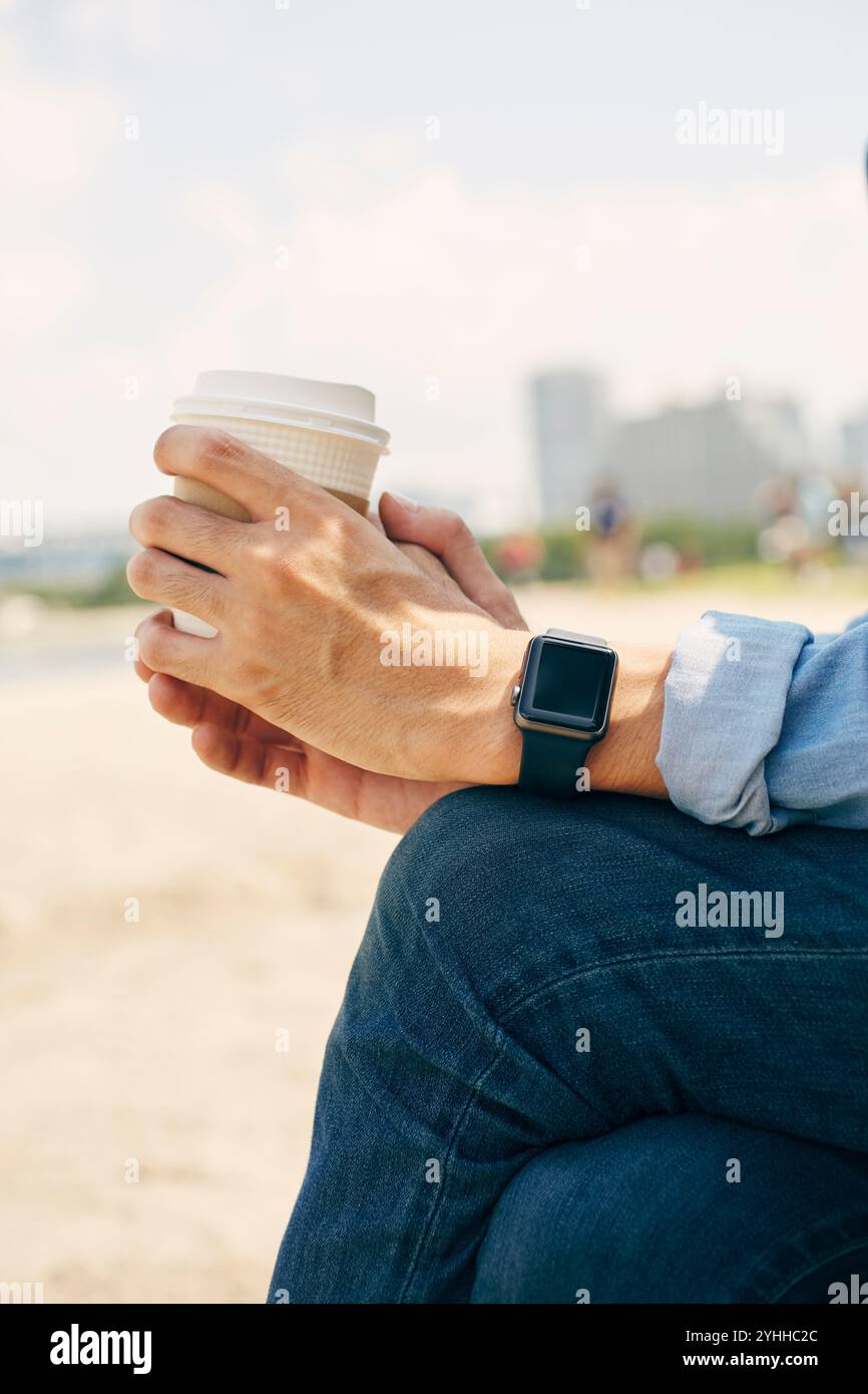 Smartwatch and hand Stock Photo - Alamy
