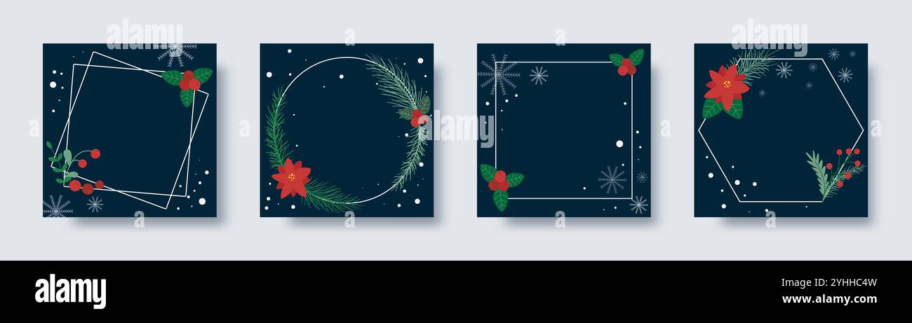 Set of winter square templates with copy space for social media posts ...