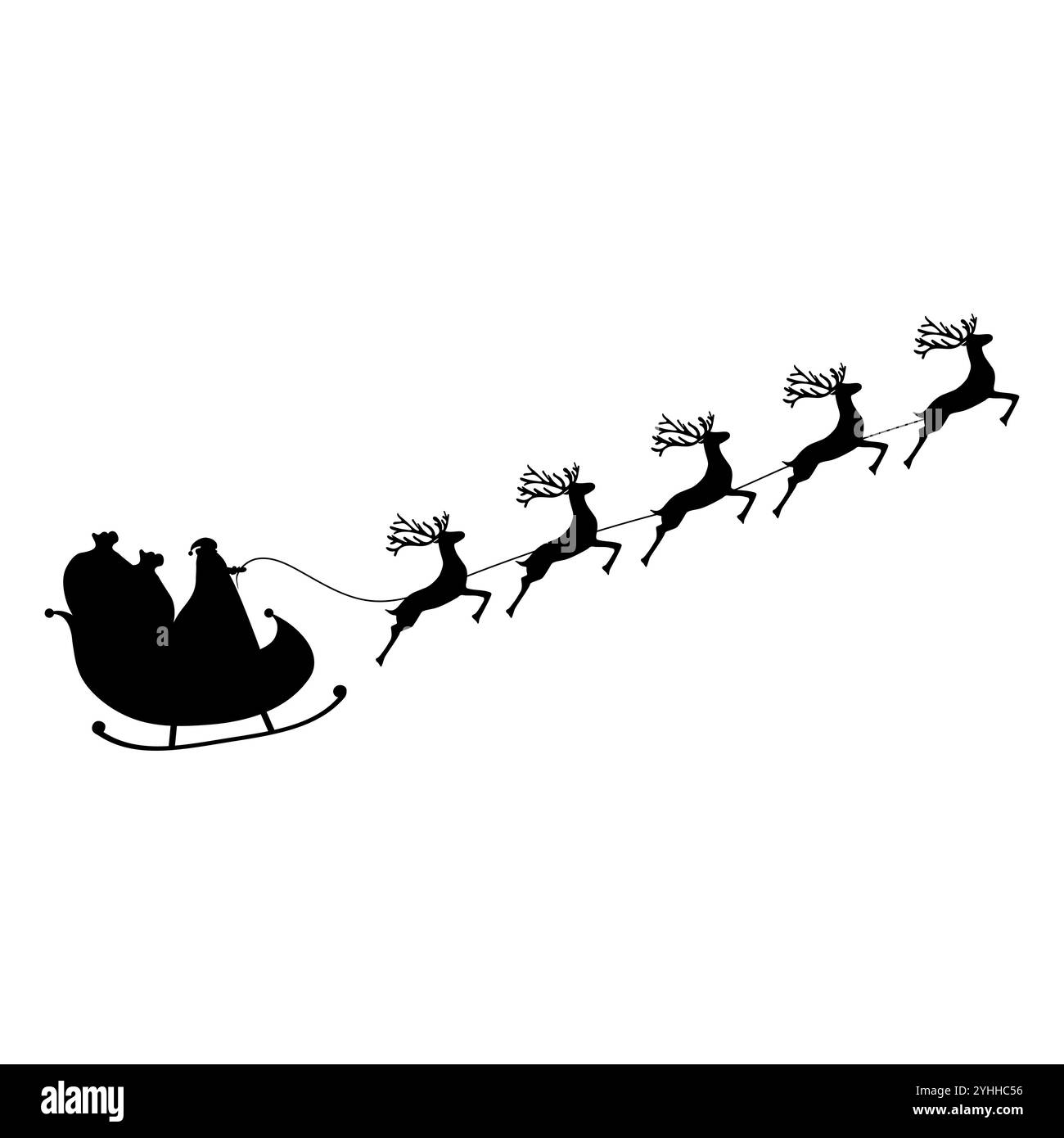 Santa Claus rides reindeer in a sleigh sled Stock Vector Image & Art ...