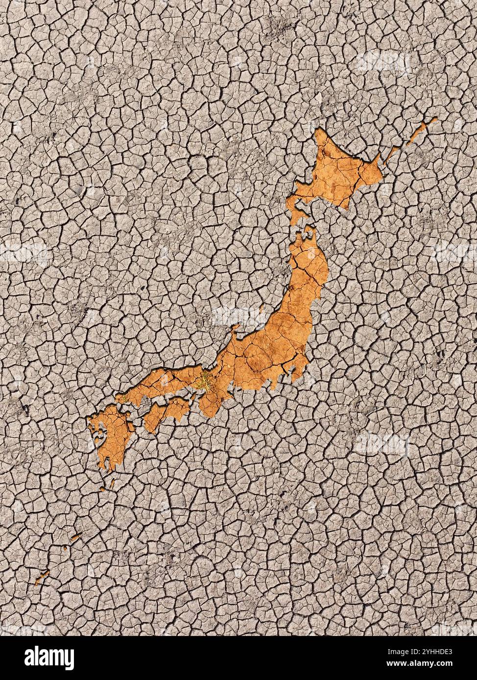 Crack background hollowed out on map of Japan Stock Photo - Alamy