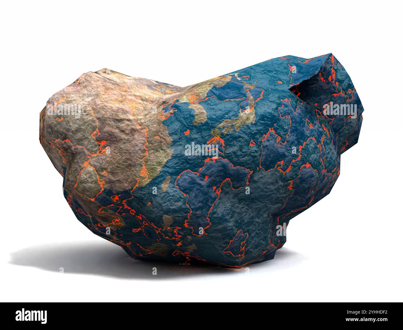 Globe imitating a rock covered with lava Stock Photo - Alamy