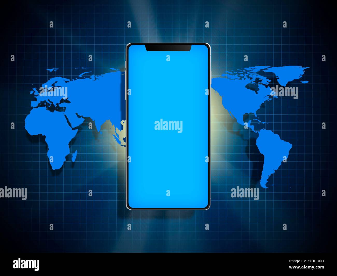 Smartphone and world map Stock Photo - Alamy