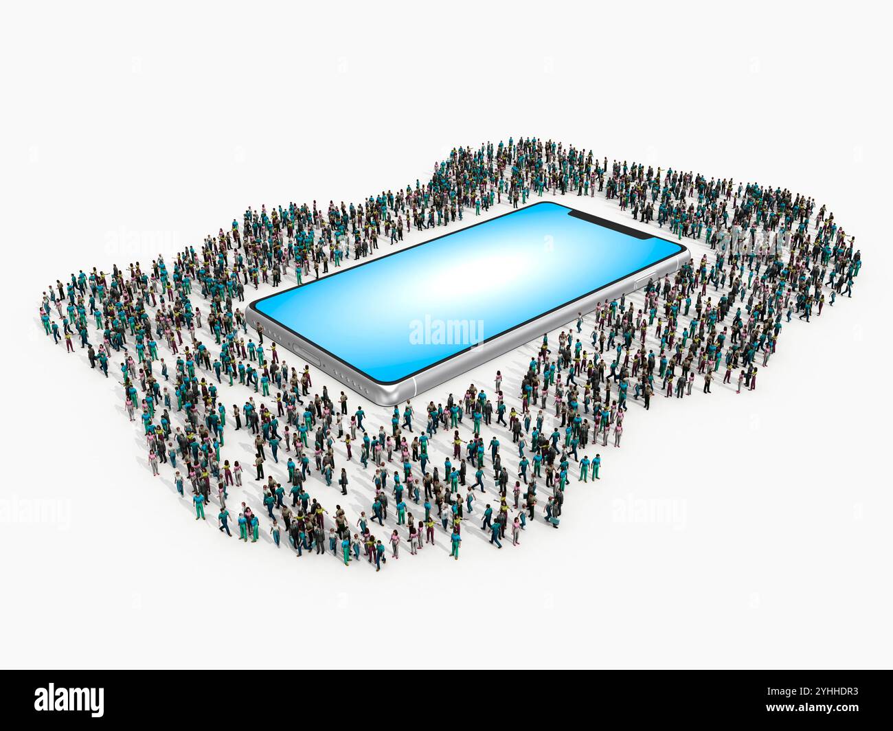 Crowd surrounding a giant smartphone Stock Photo - Alamy