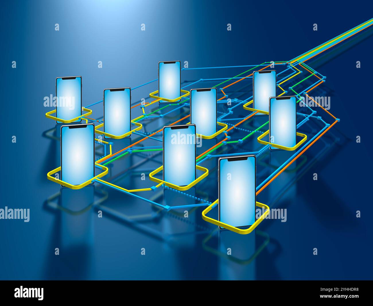 Group of smartphones forming the heart of the circuit Stock Photo - Alamy