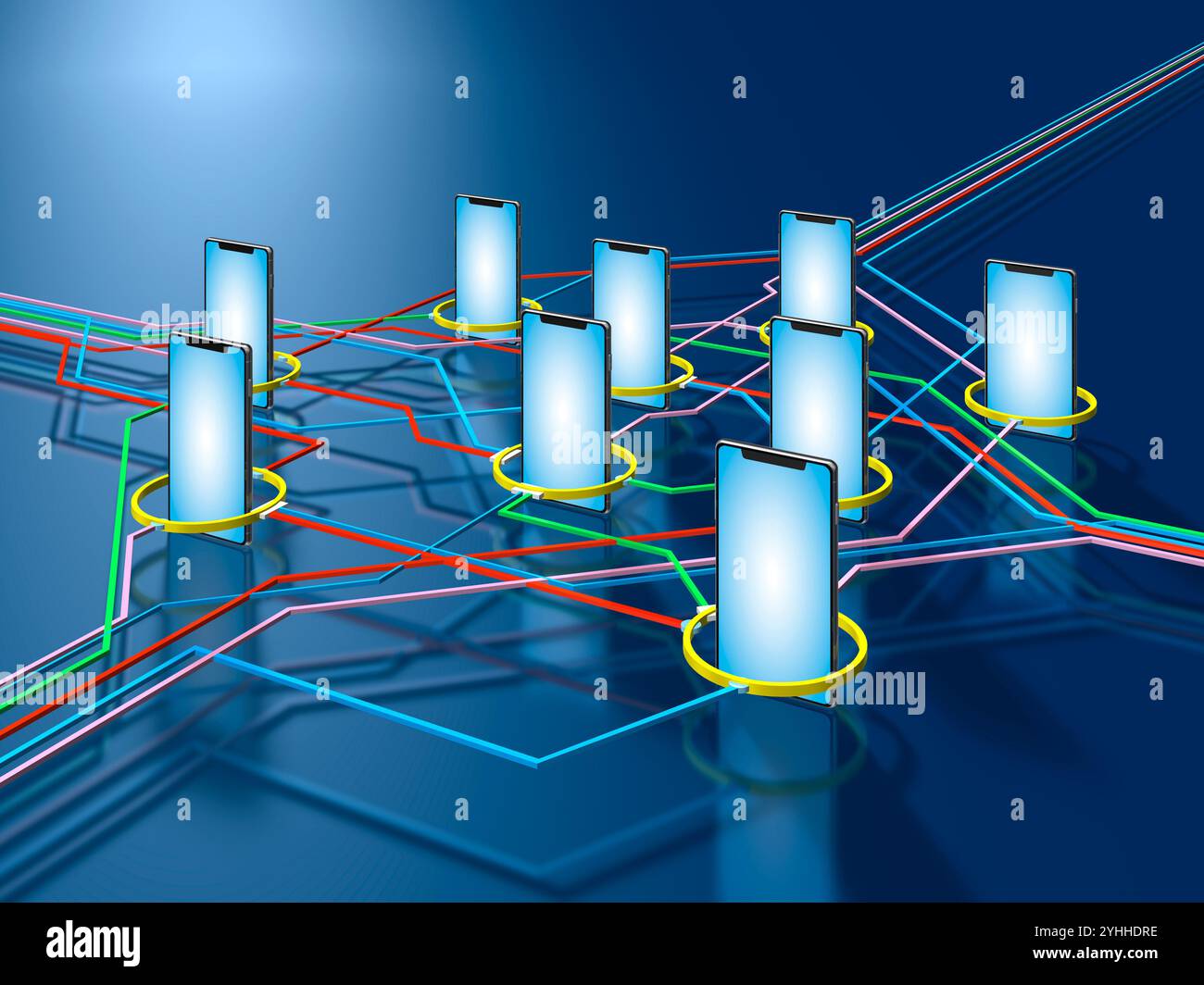 Group of smartphones forming the heart of the circuit Stock Photo - Alamy