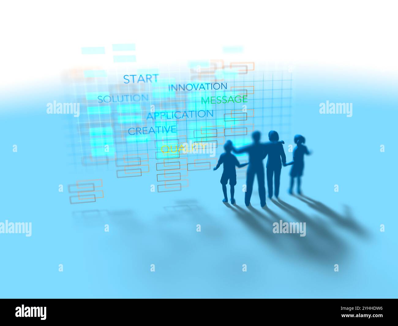 Family looking at GUI panel with status display Stock Photo - Alamy