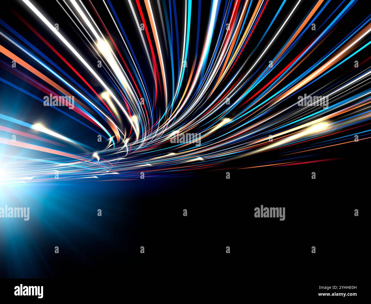 Shining glow and a group of fireball rays moving briskly Stock Photo ...