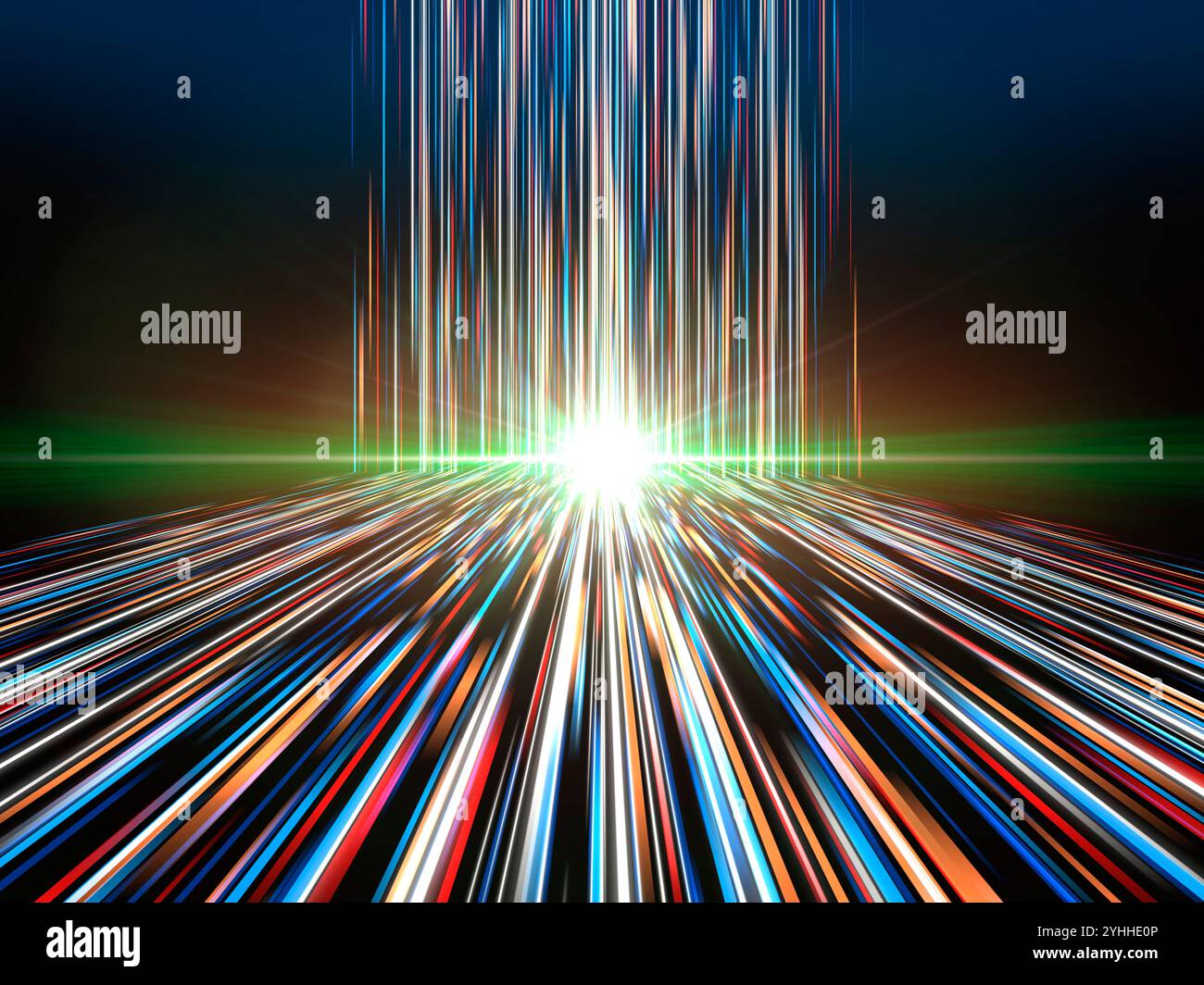 Shining glow and rays of light changing from vertical to radiant Stock ...