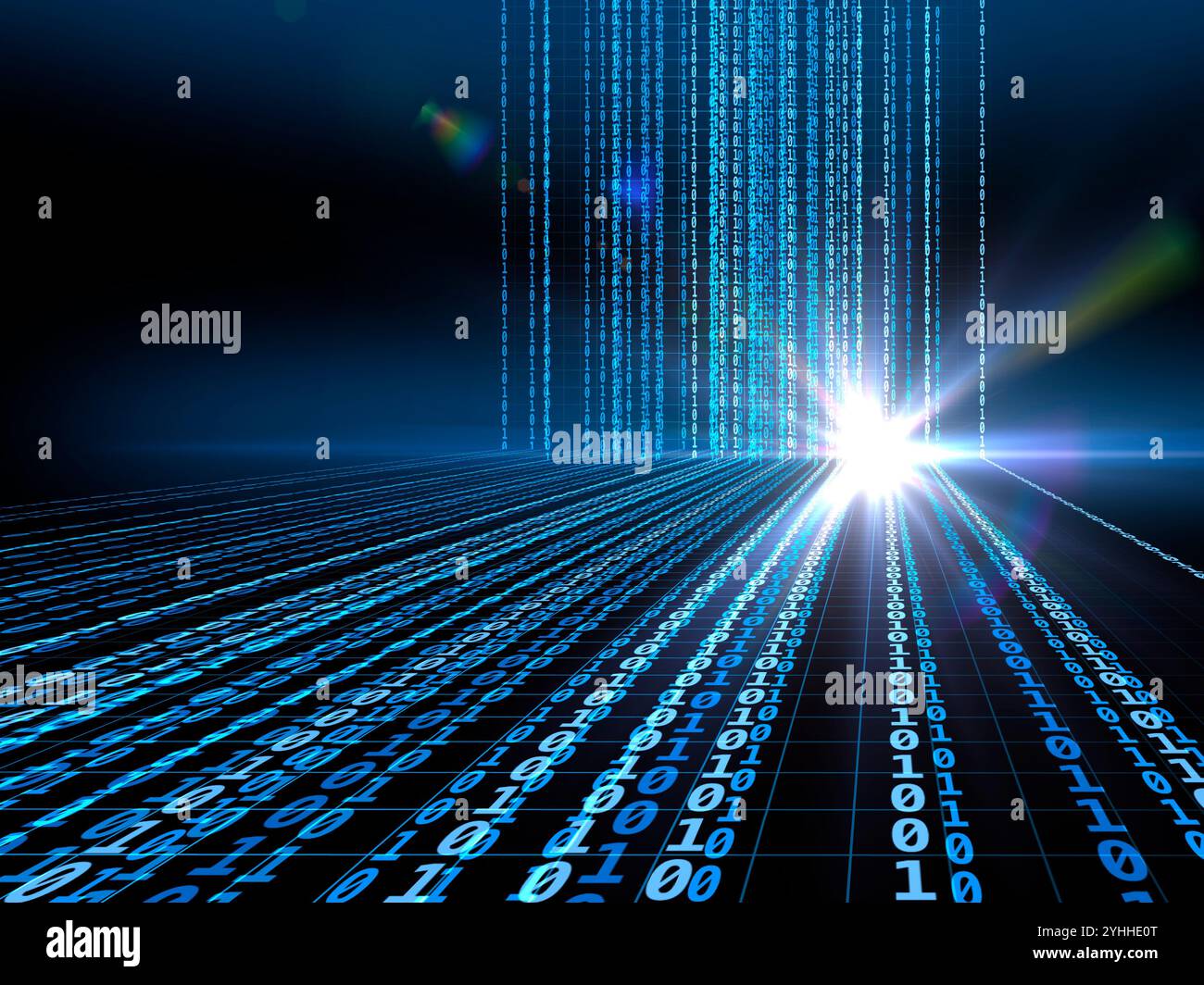 Shining glow and digital numbers changing from vertical to radiant ...