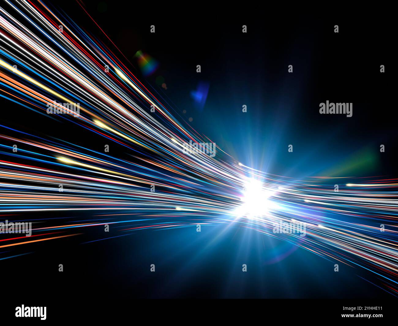 Shining glow and a group of fireball rays moving briskly Stock Photo ...