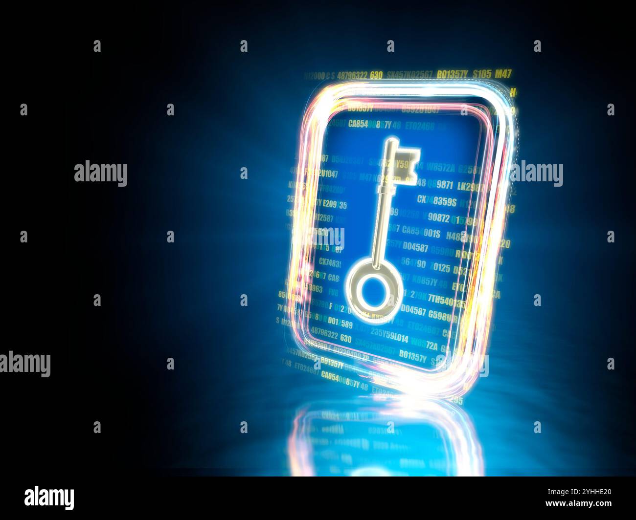 Security key in a ray-shaped frame Stock Photo - Alamy