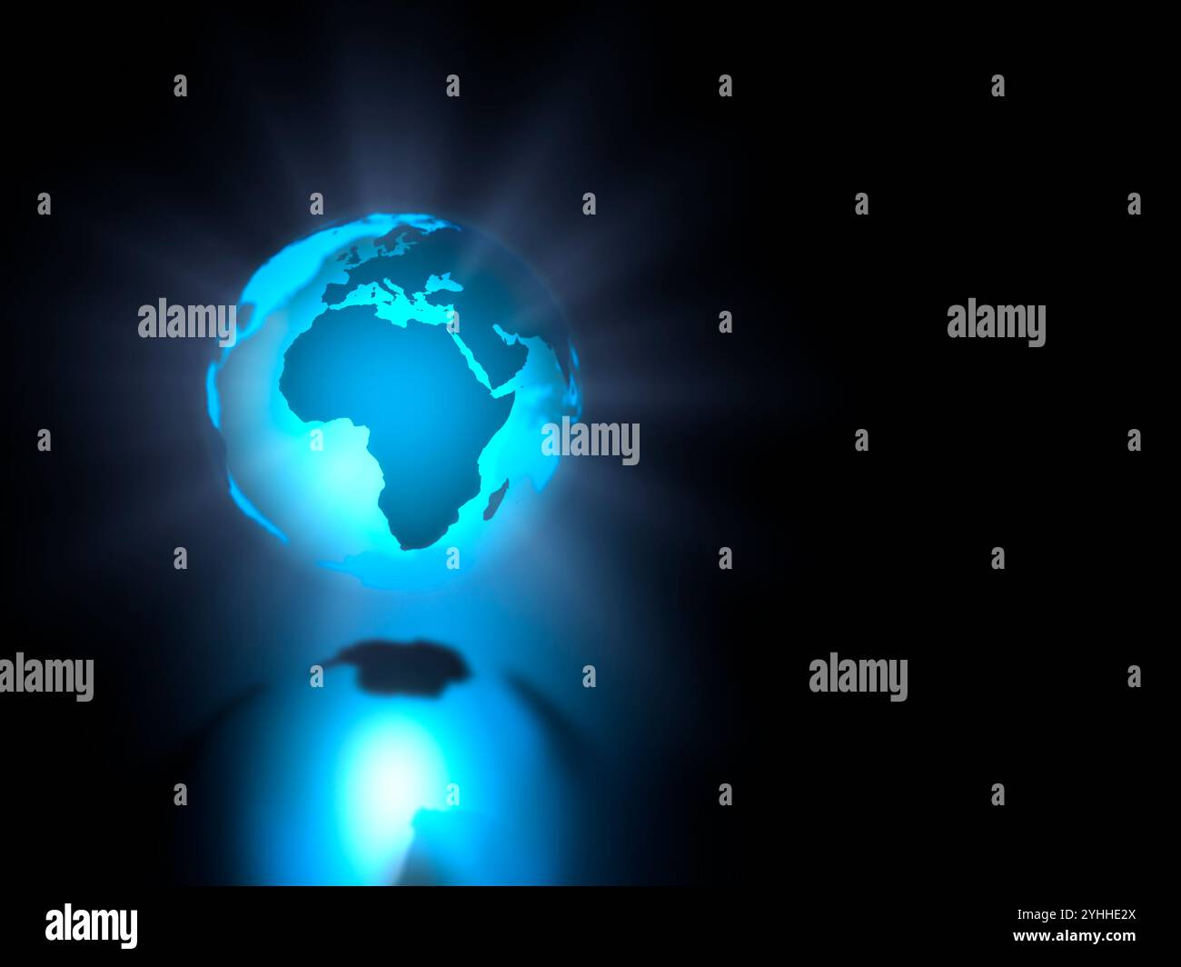 Floating western globe with light emanating from within Stock Photo - Alamy