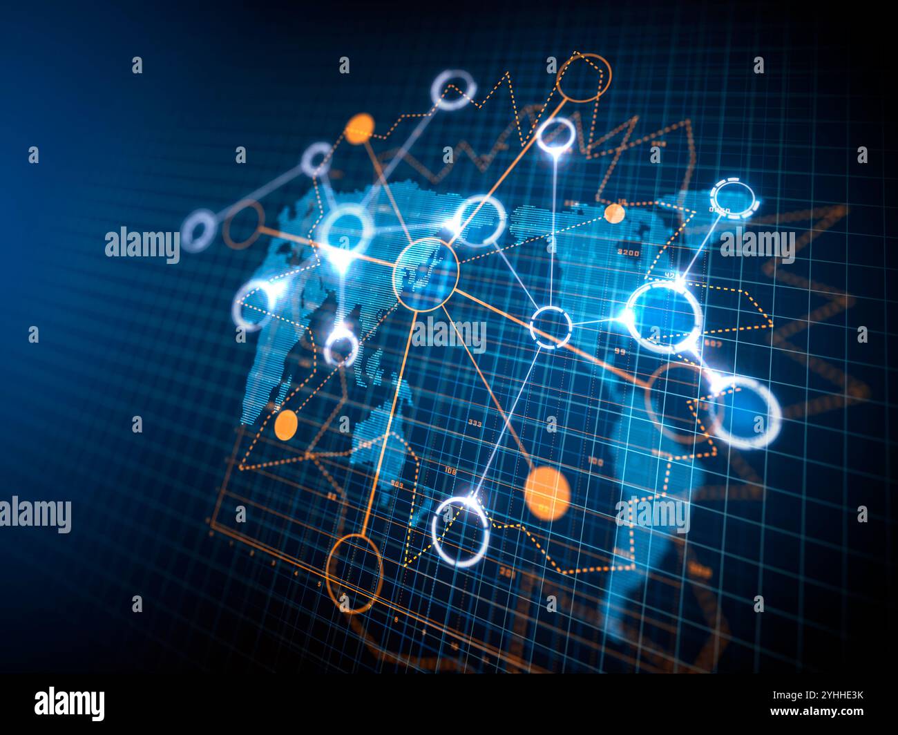 Digital world map showing network hi-res stock photography and images - Alamy