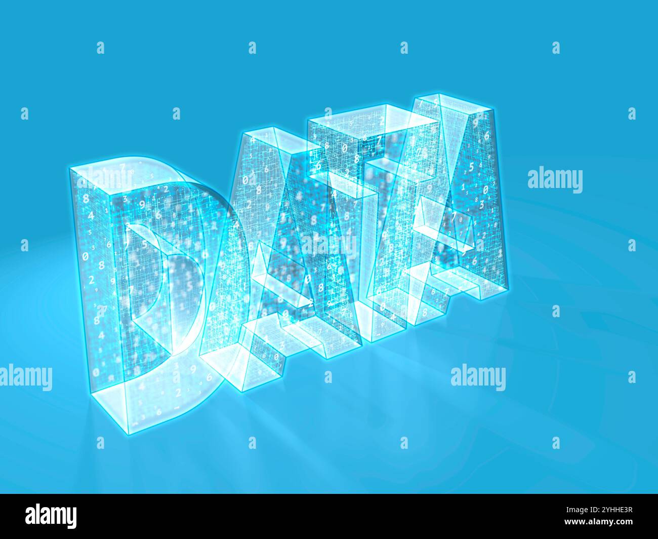 Semi-transparent 3-D DATA letters encompassing circuits and numbers ...