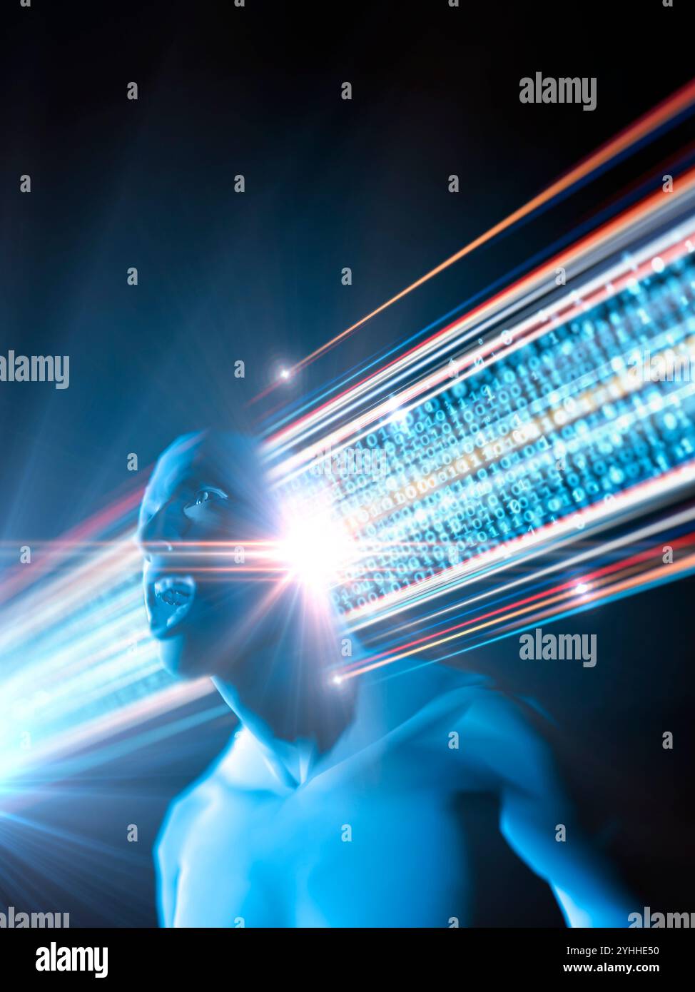 Data lines through the person Stock Photo - Alamy