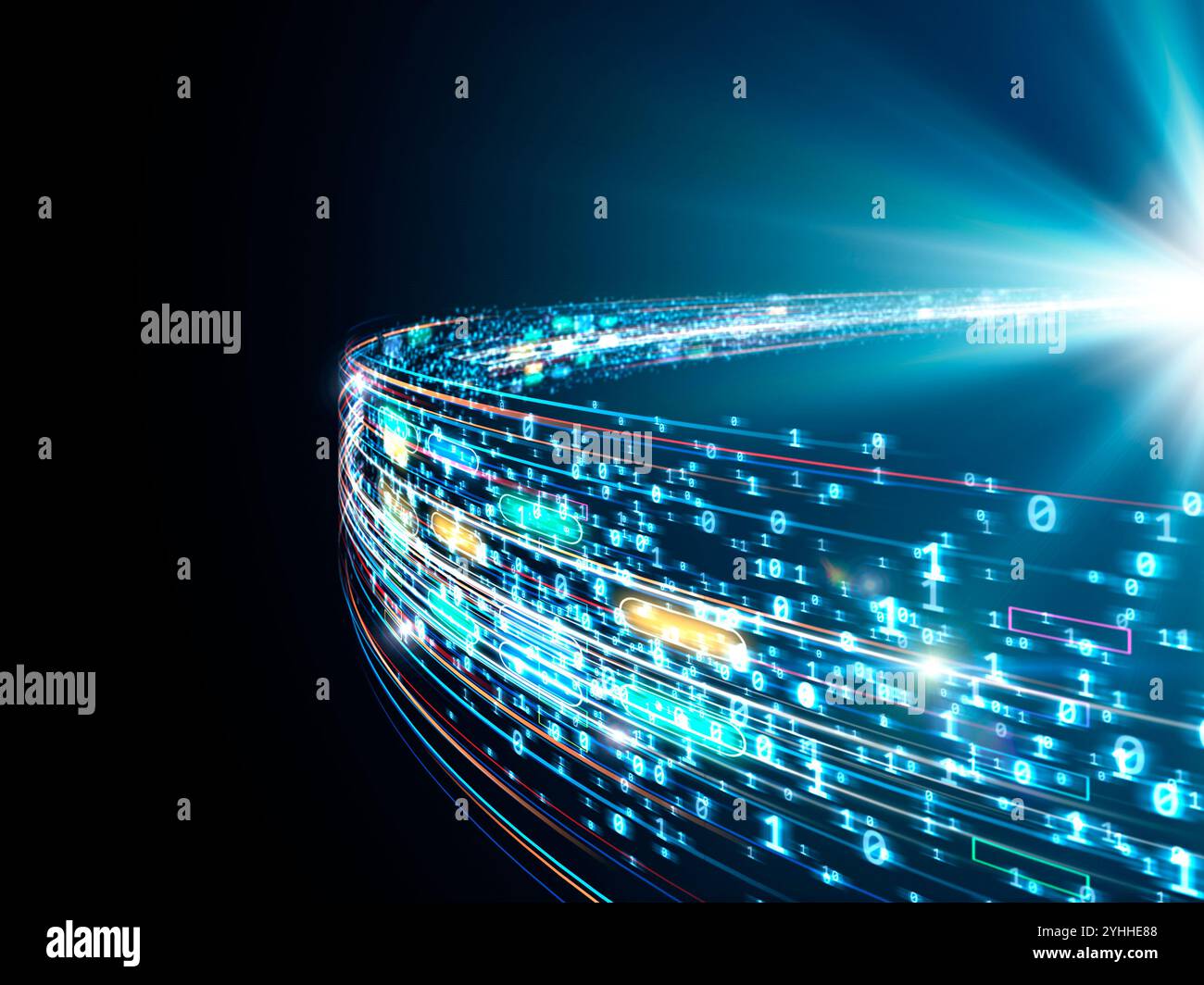 Spherical radiating data rays and beams of light Stock Photo - Alamy