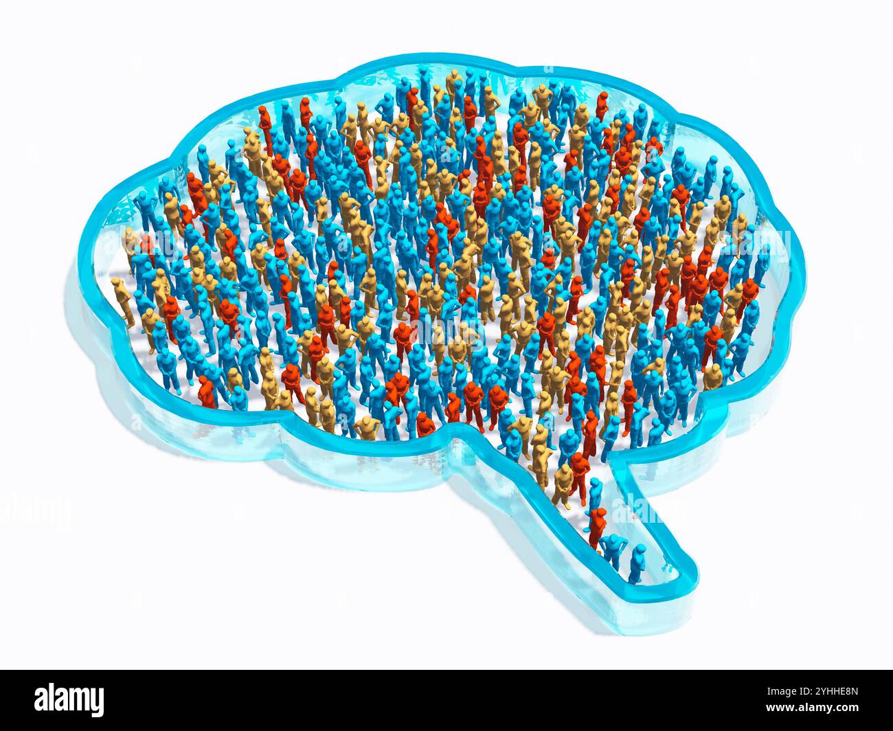 Two-colour crowd in a brain-shaped glass vessel Stock Photo - Alamy
