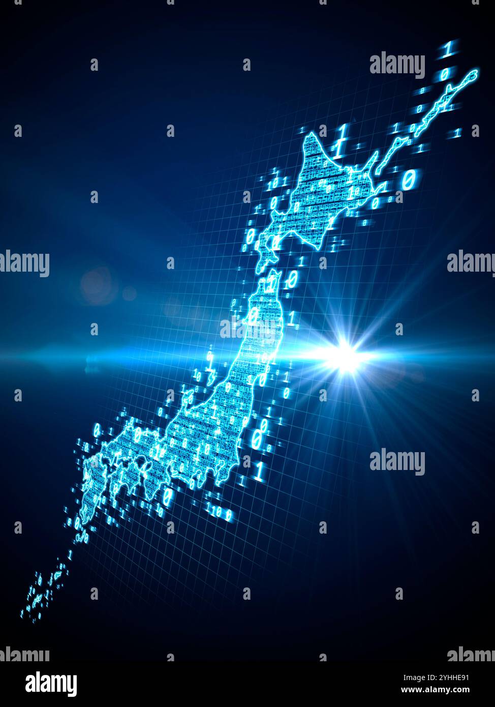 Map of Japan filled with numbers and shining light Stock Photo - Alamy