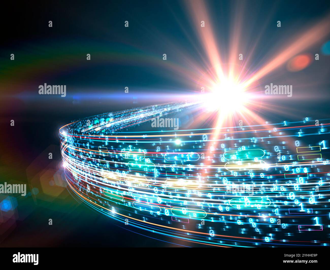 Spherical radiating data rays and beams of light Stock Photo - Alamy