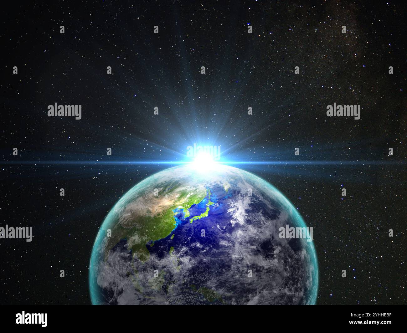 Earth sunrise and stars Stock Photo - Alamy