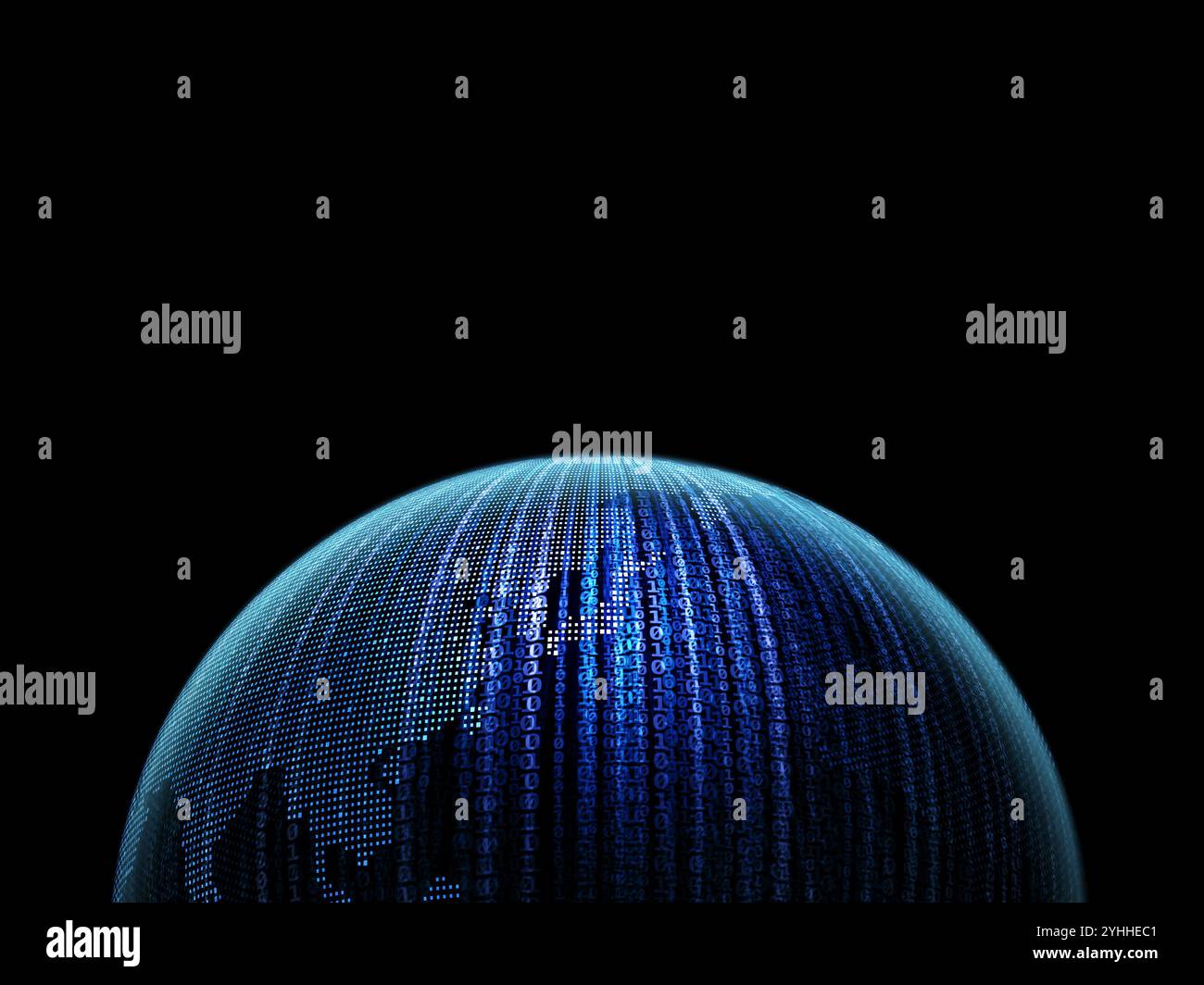 World map northern hemisphere and sphere with digital figures Stock ...