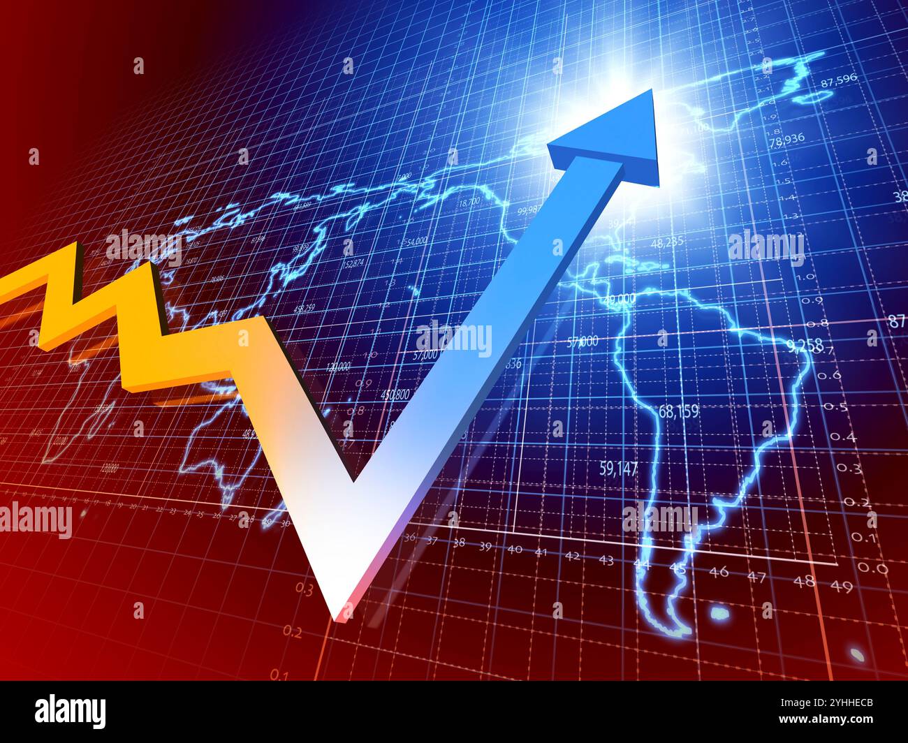 Arrows indicating an upward trend in the world economy Stock Photo - Alamy