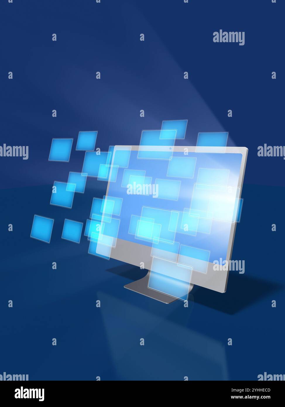 Lots of information pouring out of the monitor Stock Photo - Alamy