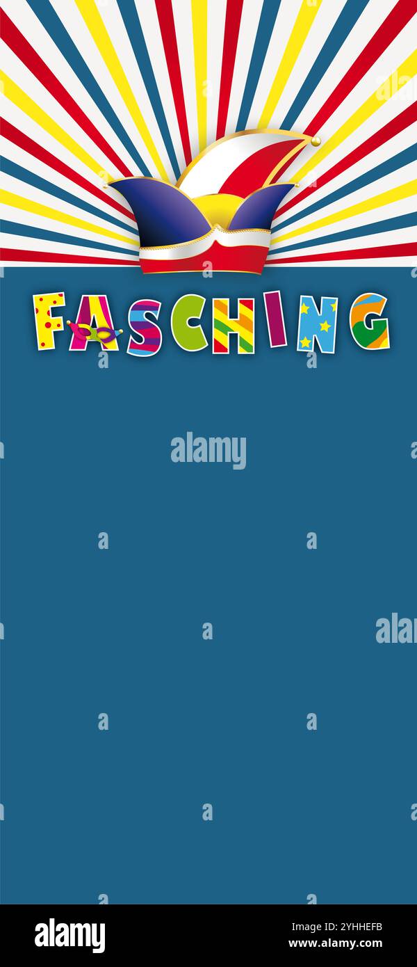 Fasching Jesters Cap Retro Sun Vertical Cover German text Fasching ...