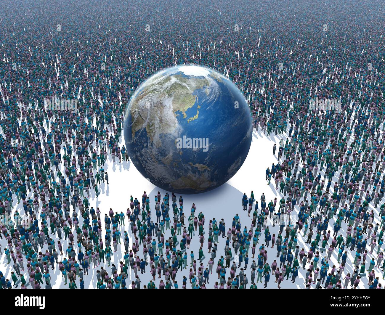 Crowd surrounding the Earth Stock Photo - Alamy