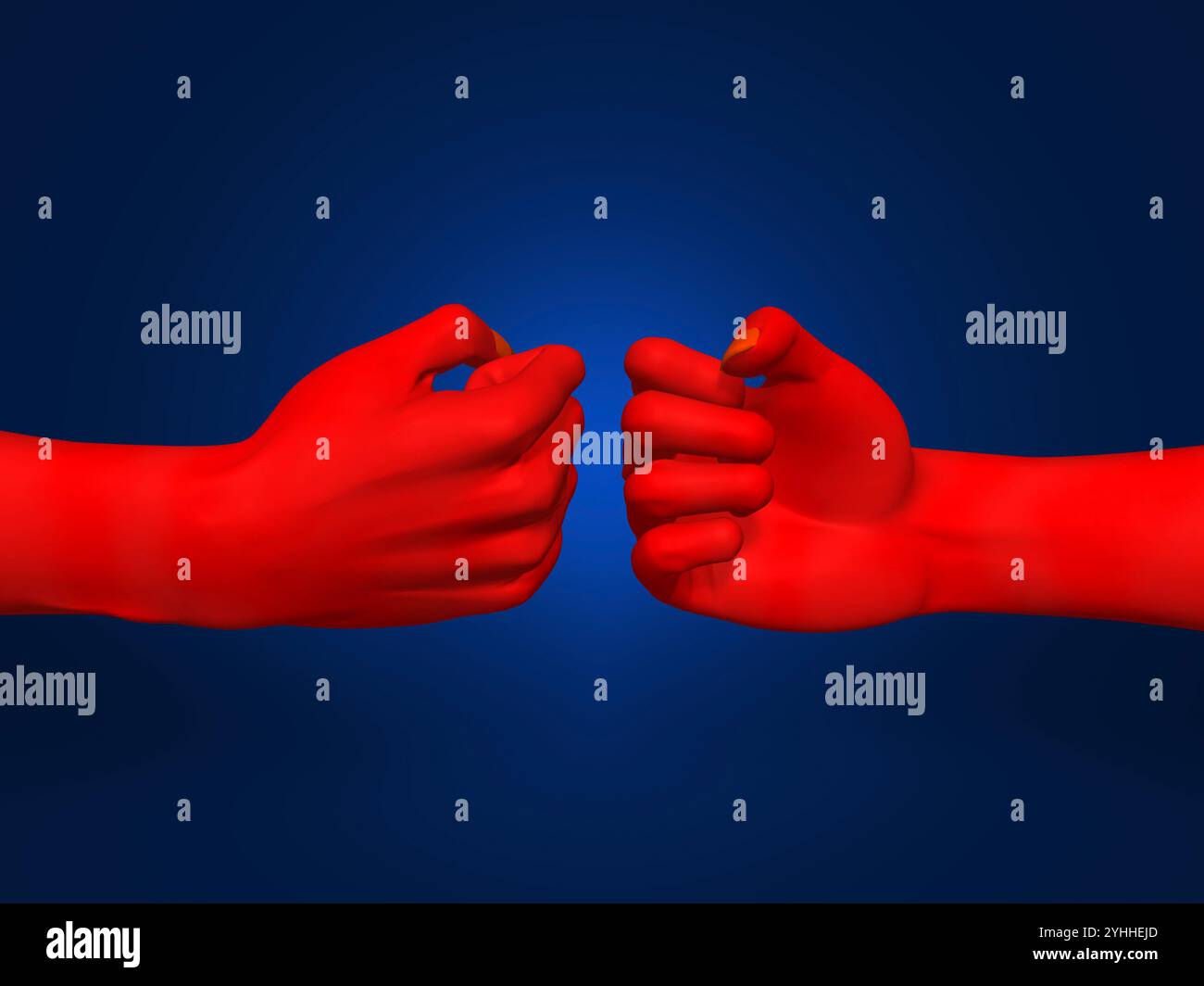 Red hands threatening each other with clenched fists Stock Photo - Alamy