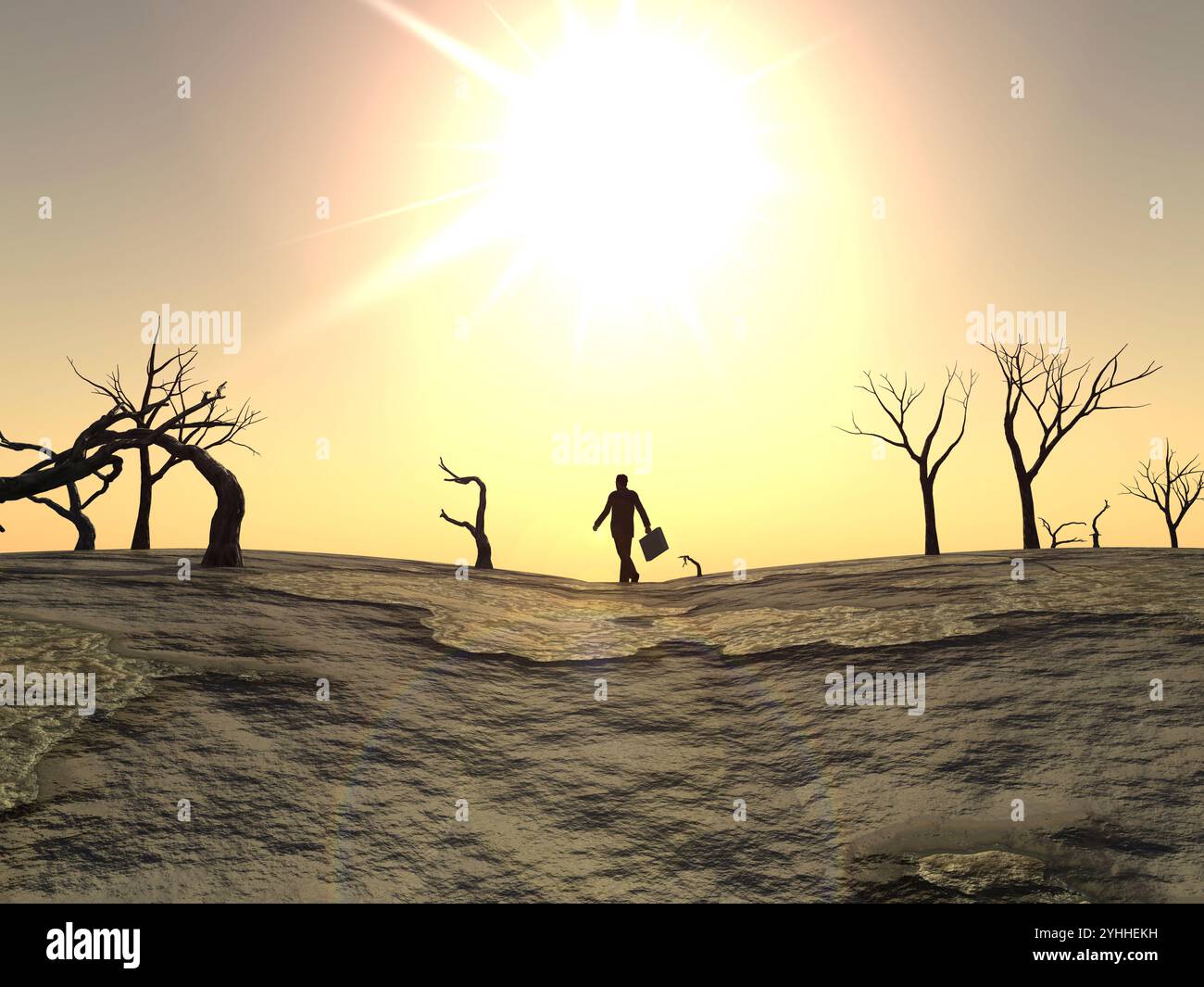 Businessman going through desolate land Stock Photo - Alamy