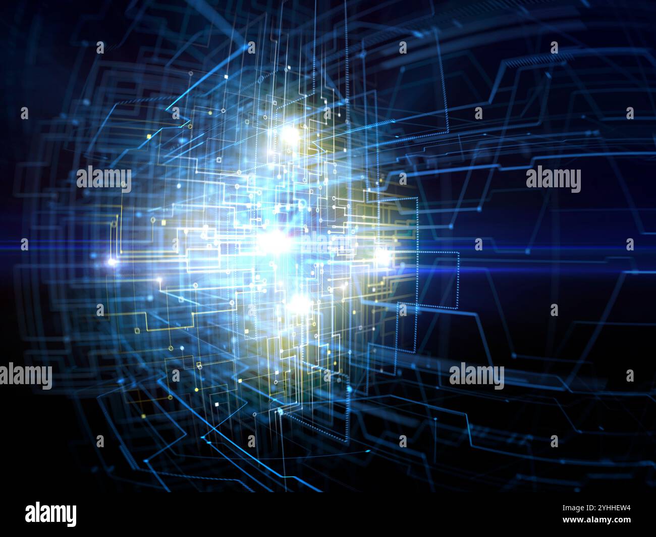 Glowing three-dimensional circuit diagram Stock Photo - Alamy