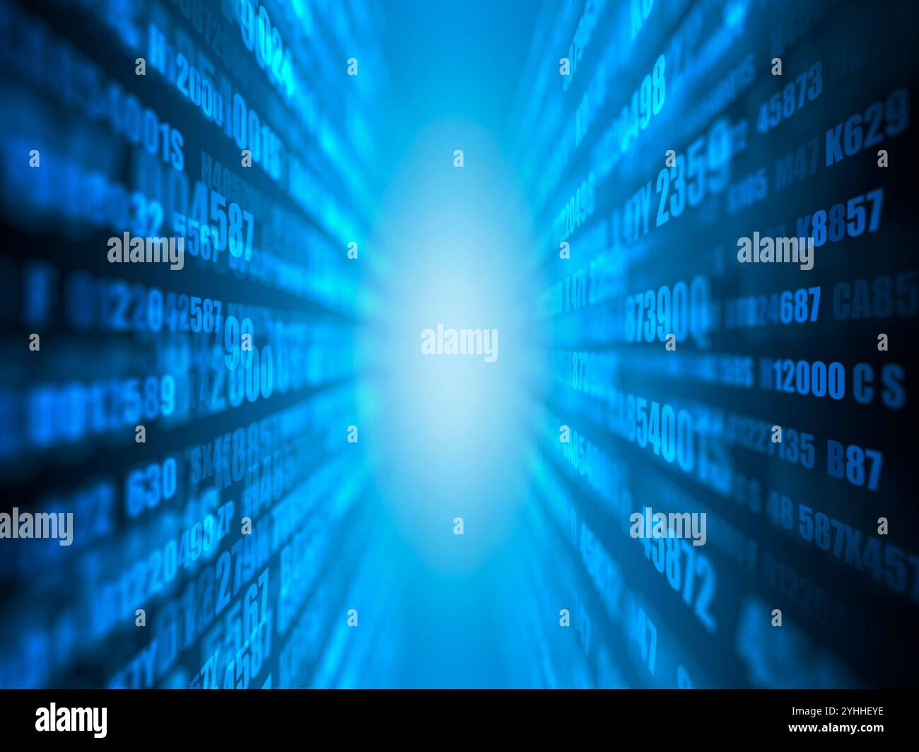 Blue radiating ciphertext sequence Stock Photo - Alamy