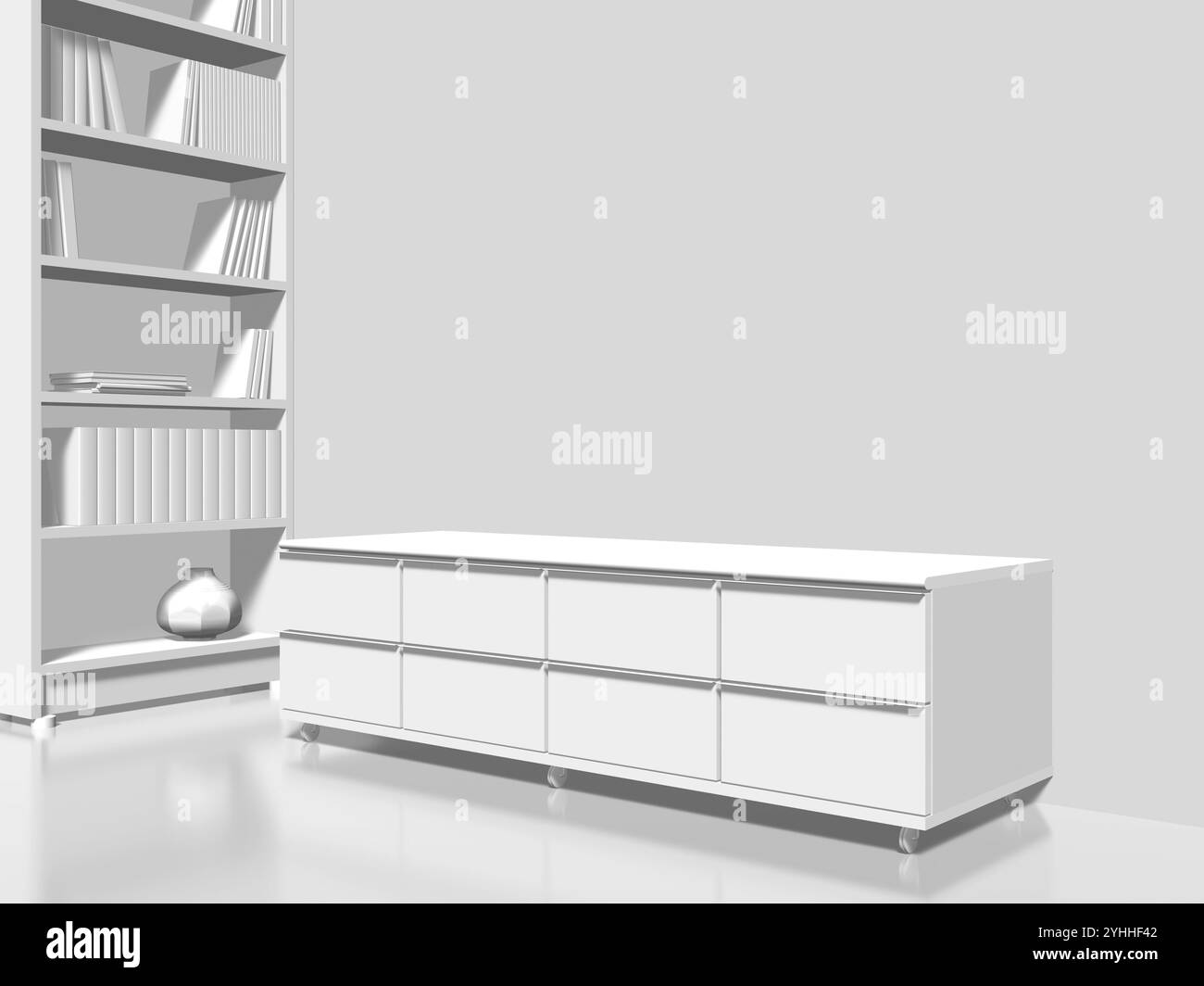 White low chest of drawers and rack Stock Photo - Alamy